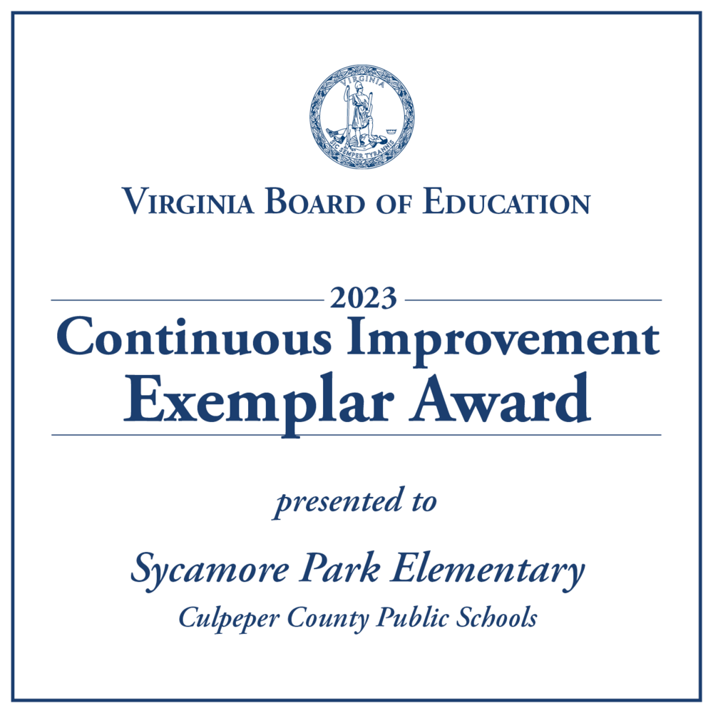 Sycamore Park Elementary Earns 2023 VDOE Exemplar Award | Sycamore Park ...
